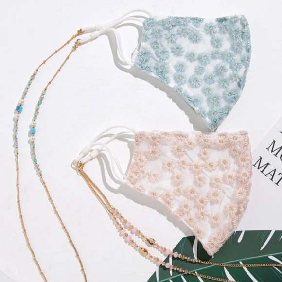 Nikkiwallflower | Accessories | Embroidered Flower Mask With Chain ...